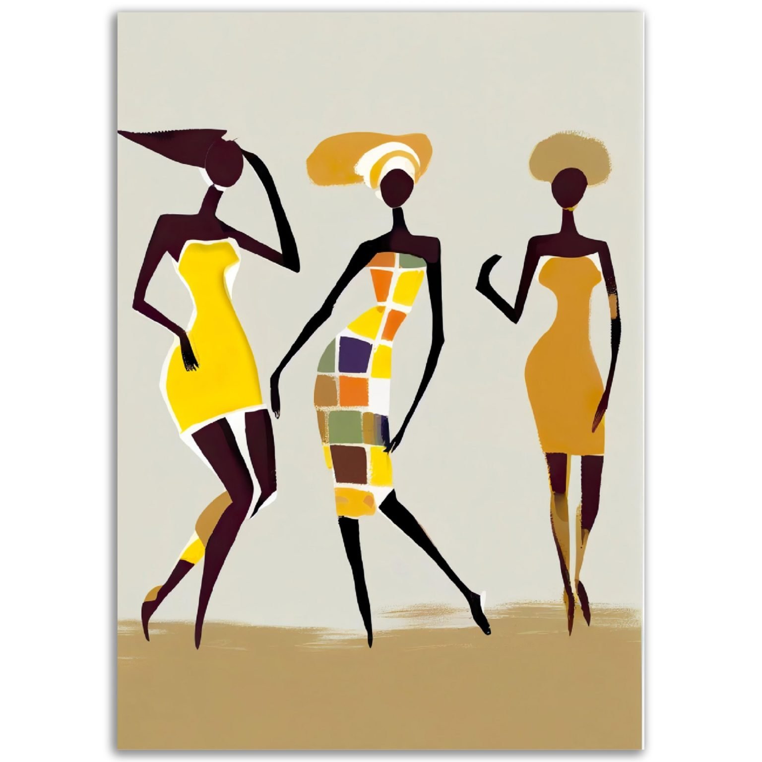 Girls playing at the beach - African Abstract - Le Coin Art